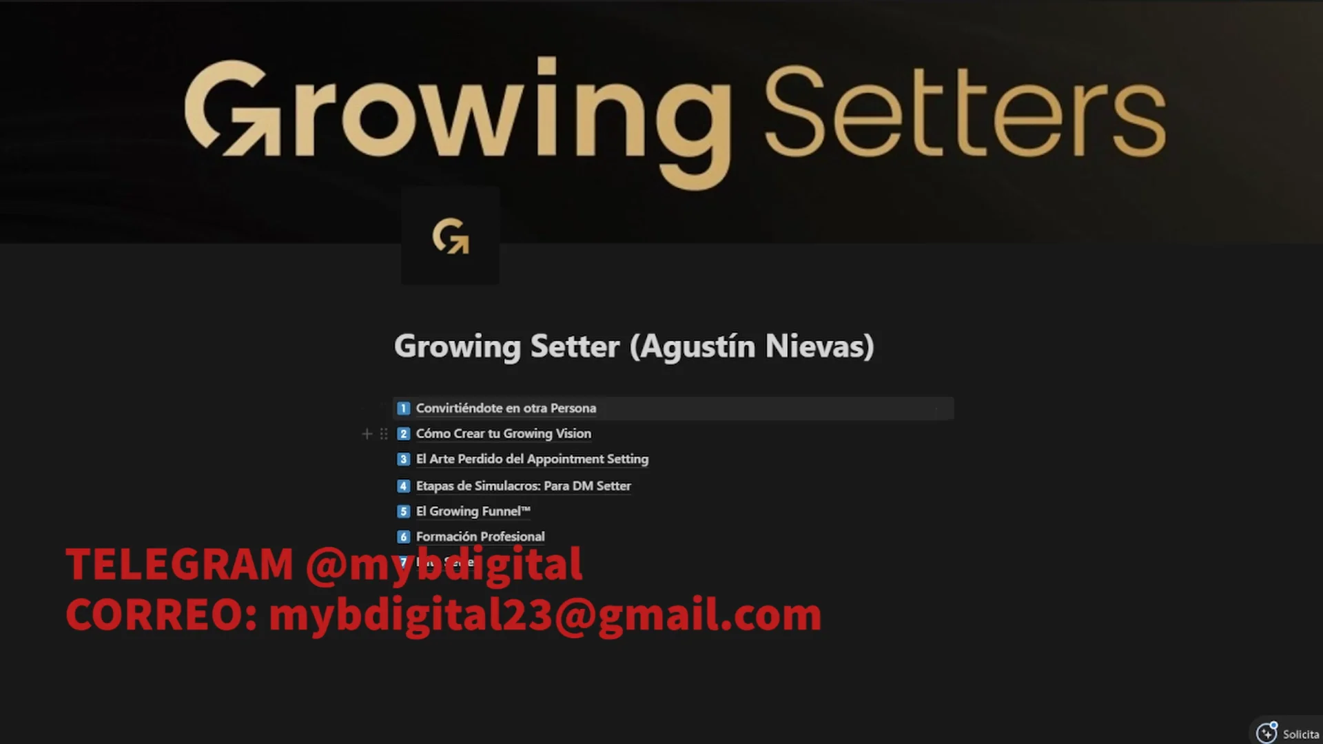 CURSO GROWING SETTER AGUSTIN NIEVAS 2024 COMPLETO 2024 APPOINTMENT SETTER