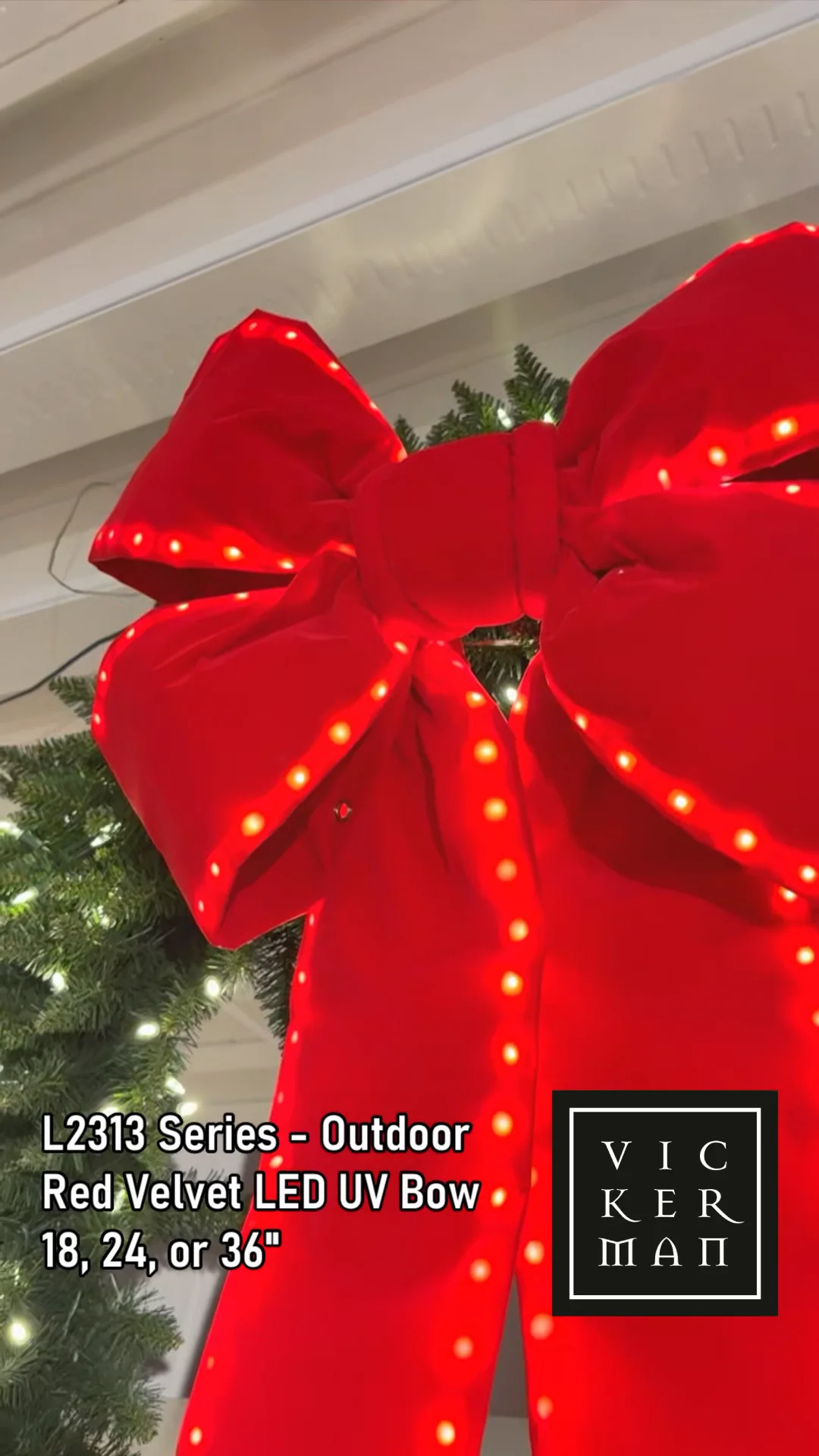 L2313 Outdoor Red Velvet LED UV Bow in 18, 24, or 36"