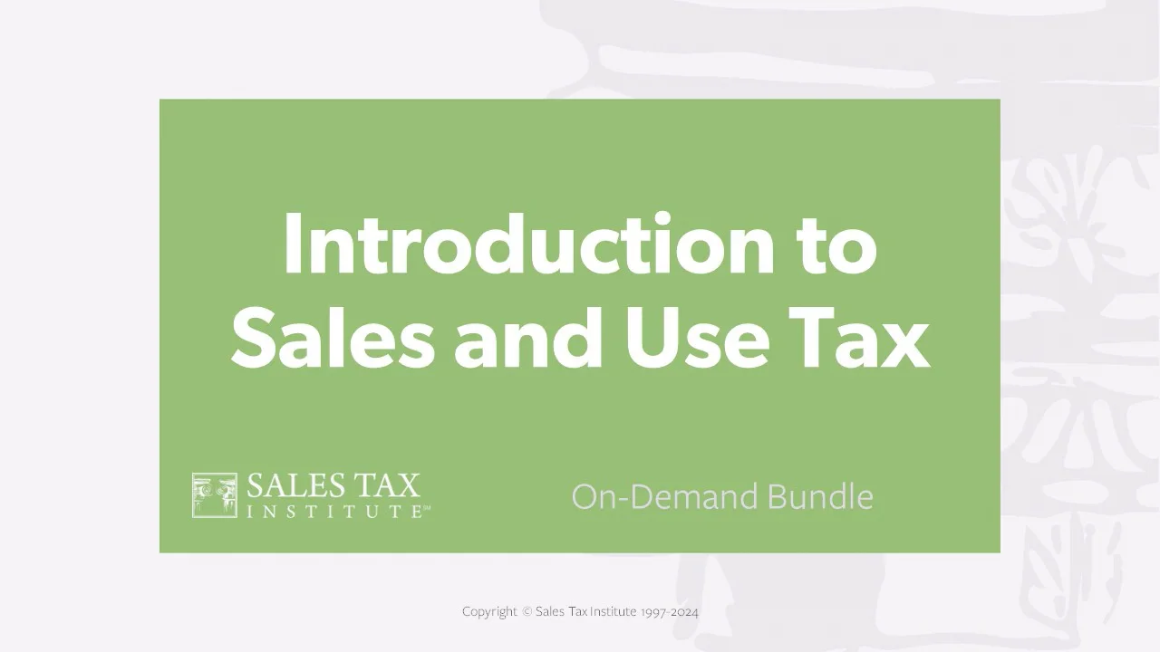 Watch Introduction to Sales and Use Tax Bundle Online | Vimeo On Demand ...