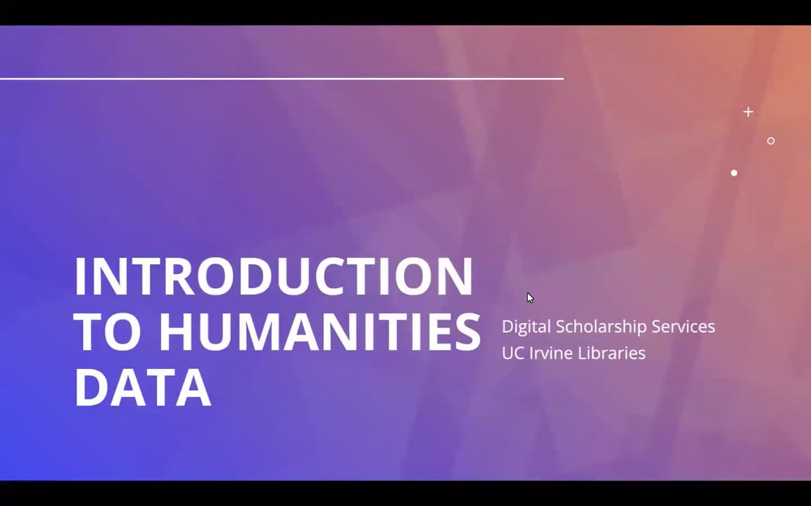 Introduction to Humanities Data