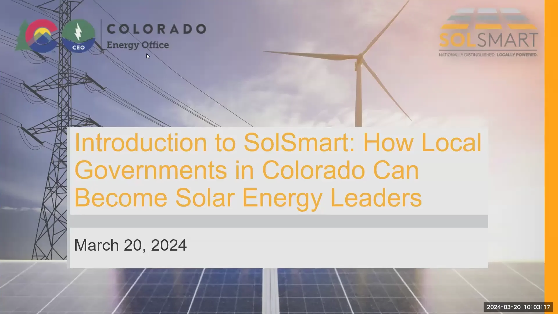 Introduction to SolSmart: How Local Governments in Colorado Can Become Solar Energy Leaders on Vimeo