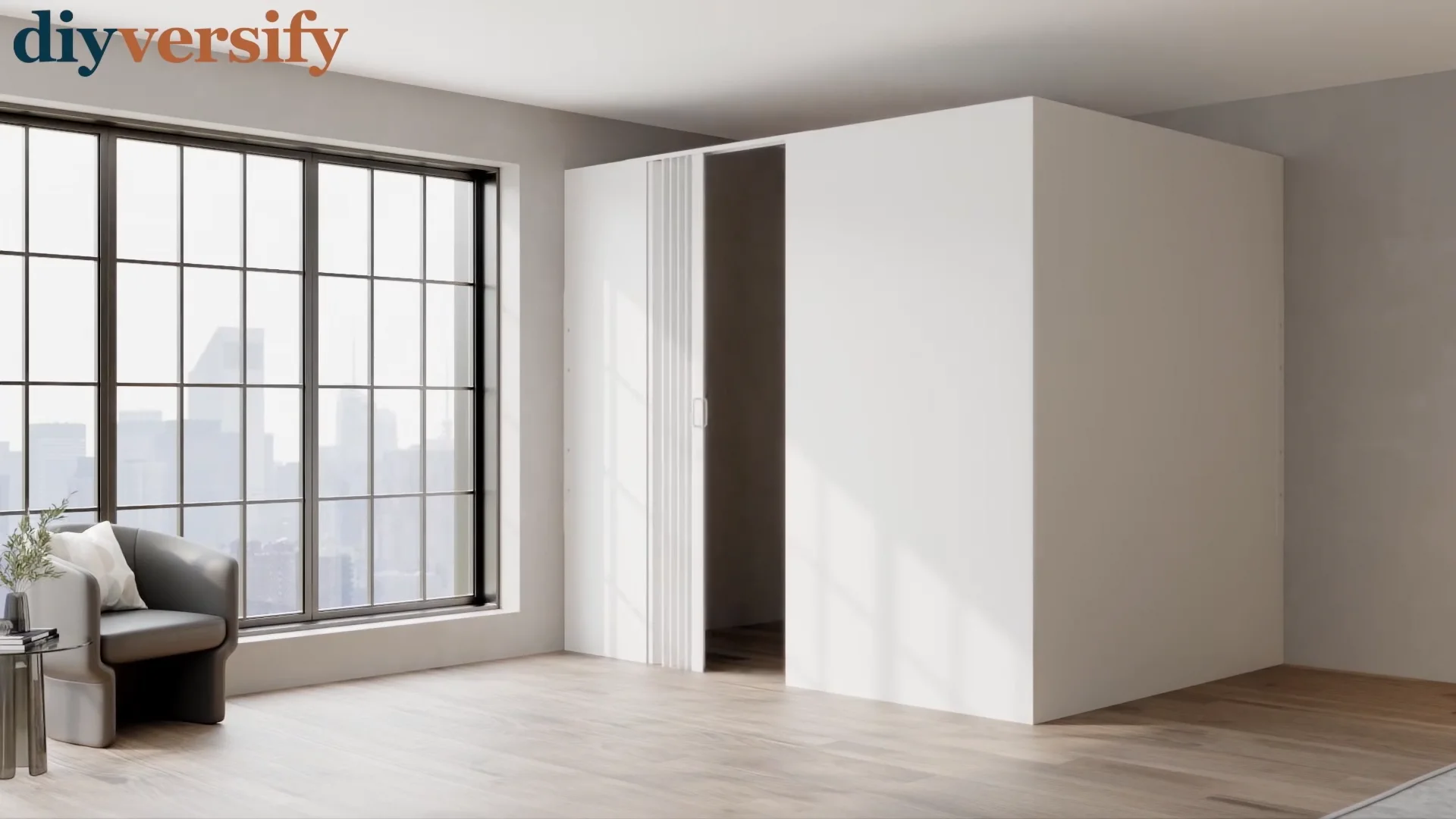 Mounted L-shaped Partition Wall with Door - Assembly Video - Diyversify.com