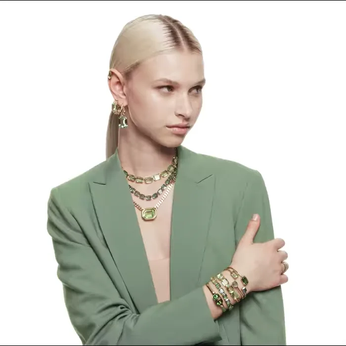 Swarovski armbånd Millenia Octagon cut, Green, Gold-tone plated ...