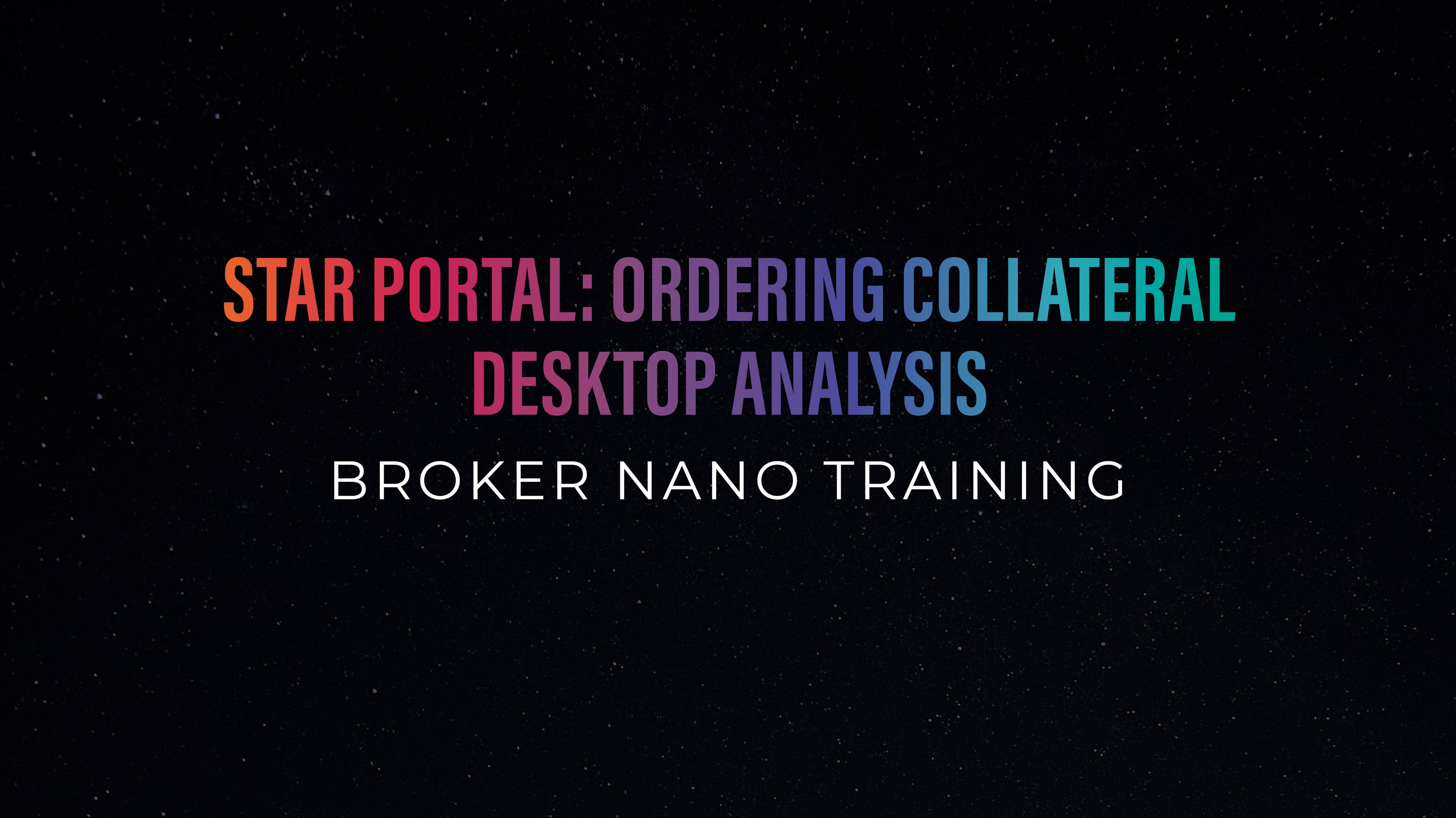 STAR Portal - Ordering Collateral Desktop Analysis on Vimeo