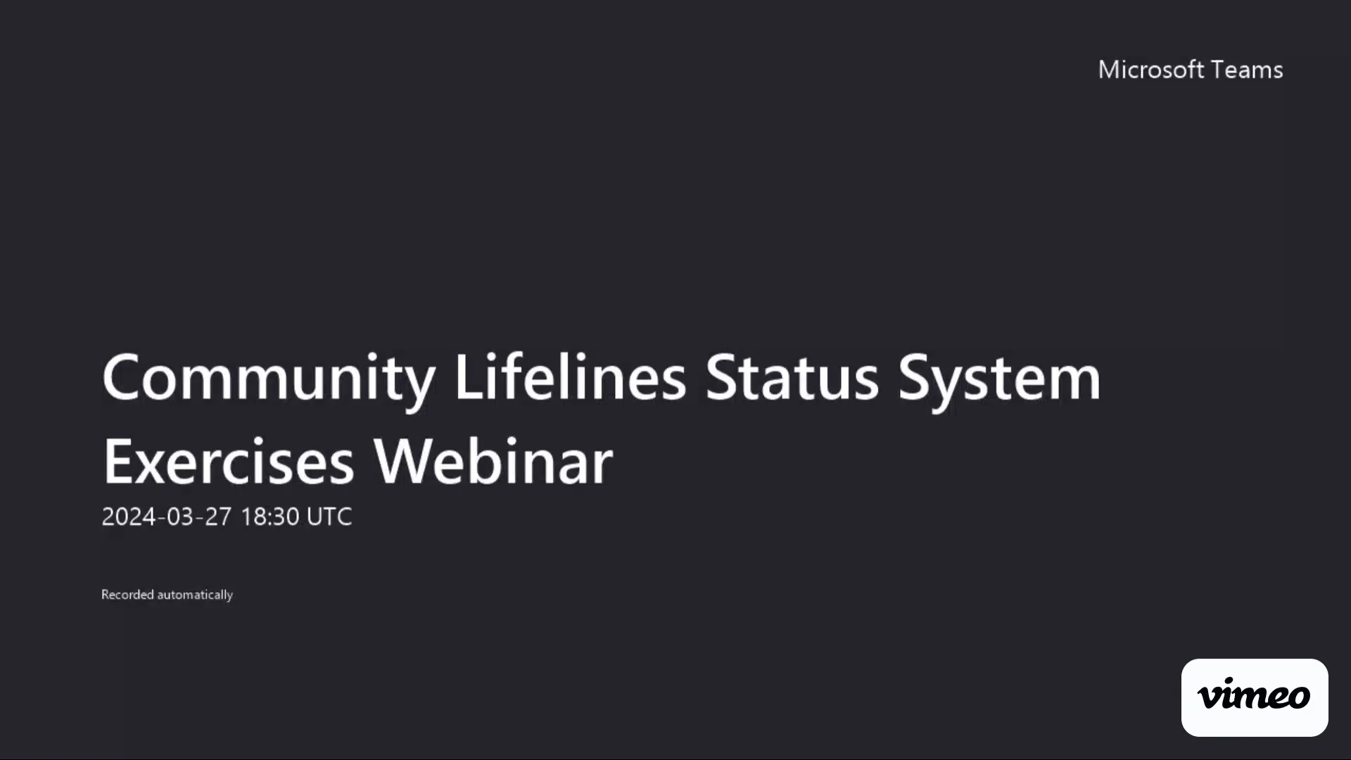 Community Lifelines Status System Exercises Webinar 3.27.24 on Vimeo