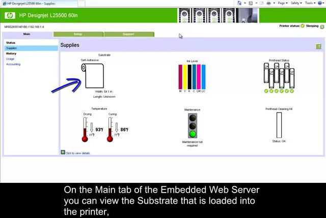HP L25500 Latex Printer - HP L25500 - Using the Embedded Web Server on ...