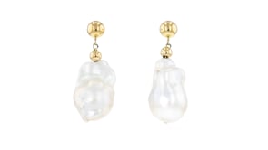12-14mm Cultured Baroque Pearl Drop Earrings in 14kt Yellow Gold