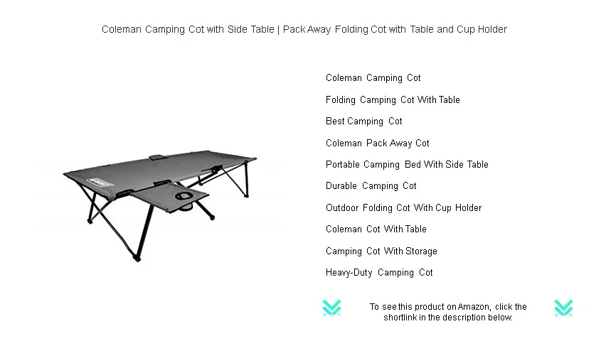 Coleman Camping Cot with Side Table | Pack Away Folding Cot with Table ...