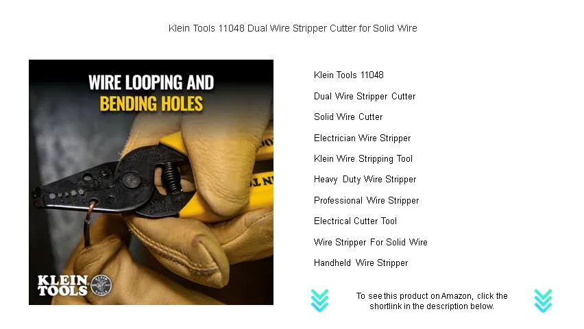 Klein Tools 11048 Dual Wire Stripper Cutter for Solid Wire on Vimeo