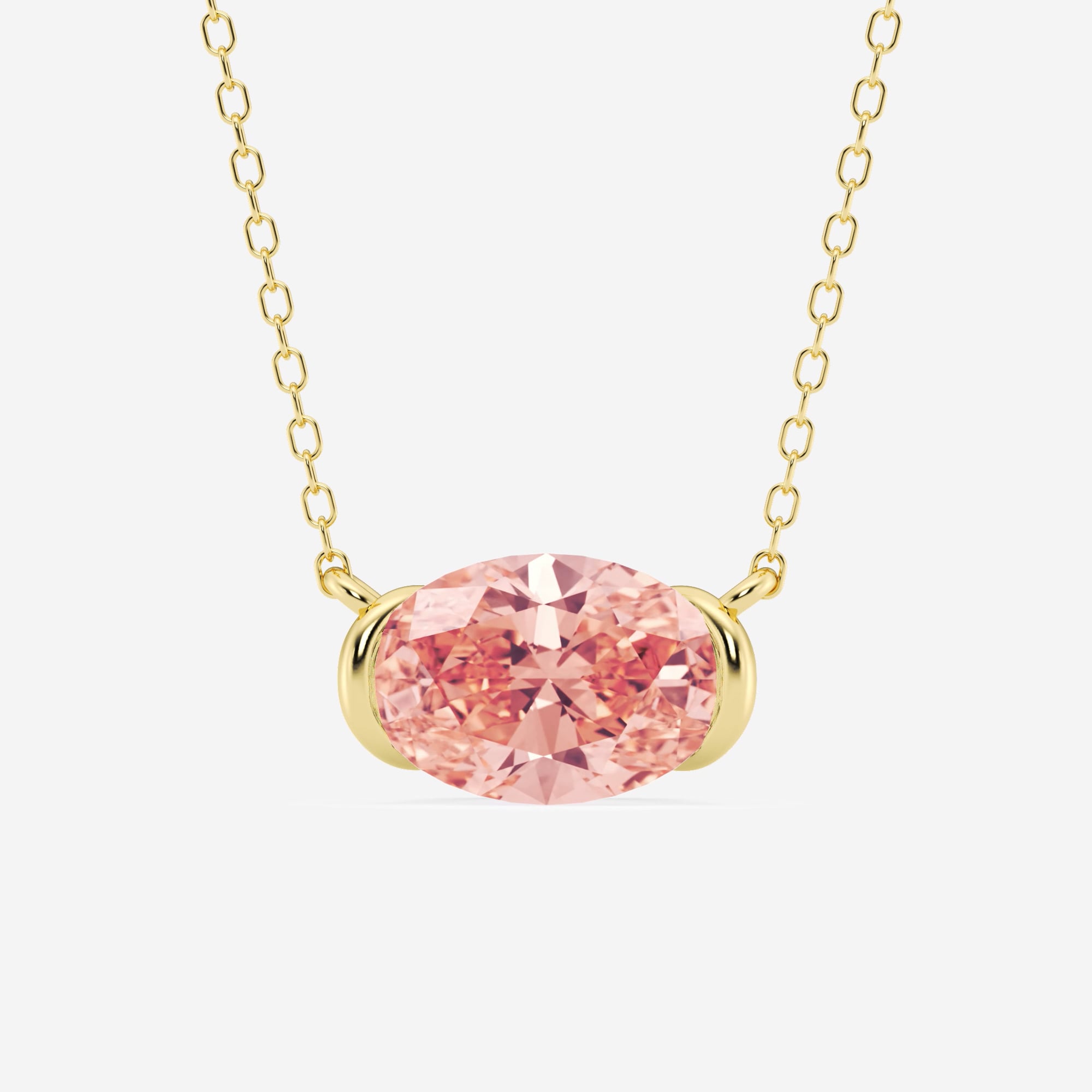 Catalina - 2 ctw Fancy Pink Oval Channel Set Pendant - Grownbrilliance