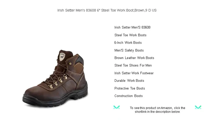 Irish Setter Men's 83608 6" Steel Toe Work Boot,Brown,9 D US on Vimeo