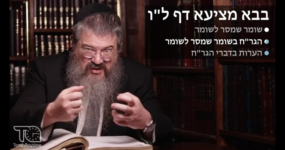 R' Moshe Chaim Katz | Bava Metzia daf 36 Rav Chaim Brisker on shomer ...