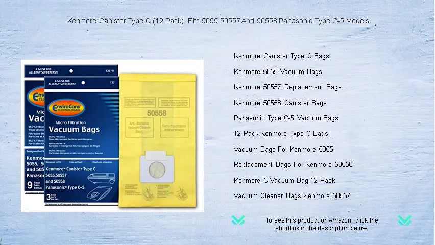 Kenmore Canister Type C (12 Pack). Fits 5055 50557 And 50558 Panasonic ...