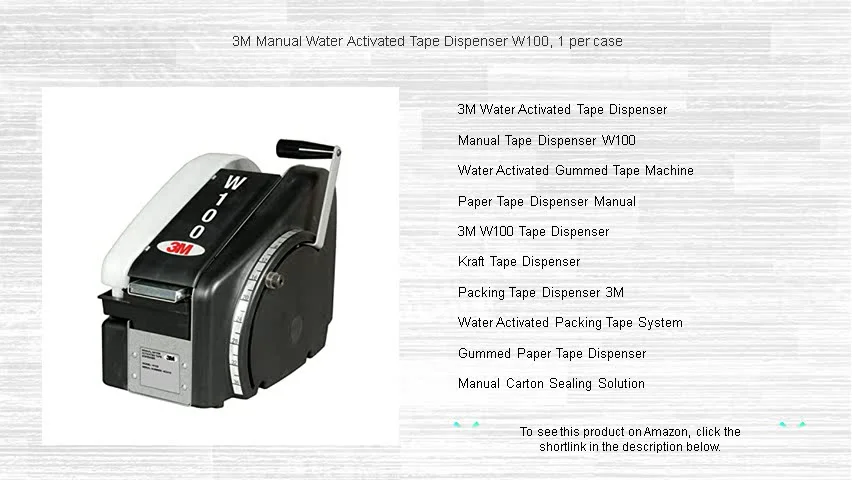 3M Manual Water Activated Tape Dispenser W100, 1 per case on Vimeo