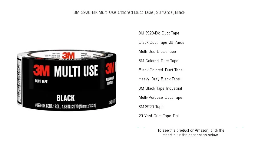 3M 3920-BK Multi Use Colored Duct Tape, 20 Yards, Black on Vimeo