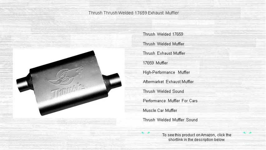 Thrush Thrush Welded 17659 Exhaust Muffler on Vimeo