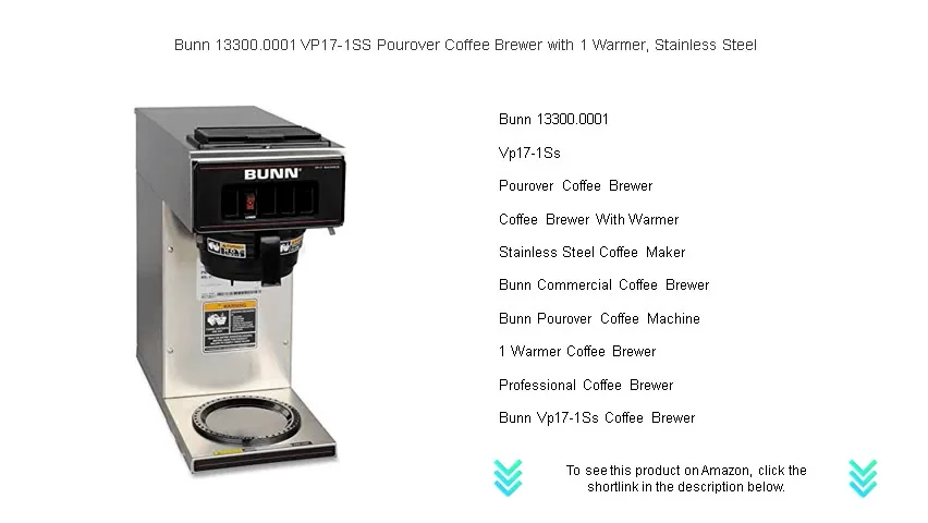 Bunn 13300.0001 VP17-1SS Pourover Coffee Brewer with 1 Warmer ...