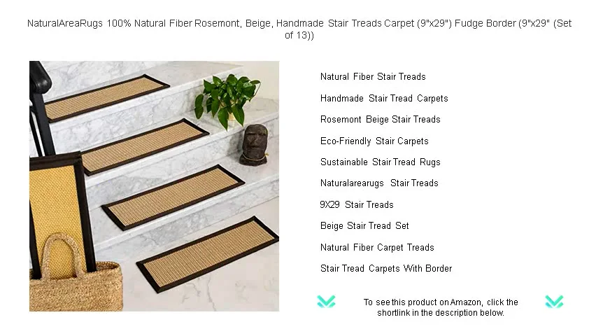 NaturalAreaRugs 100% Natural Fiber Rosemont, Beige, Handmade Stair ...