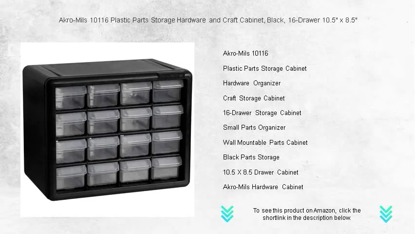 Akro Mils 10116 Plastic Parts Storage Hardware And Craft Cabinet Black