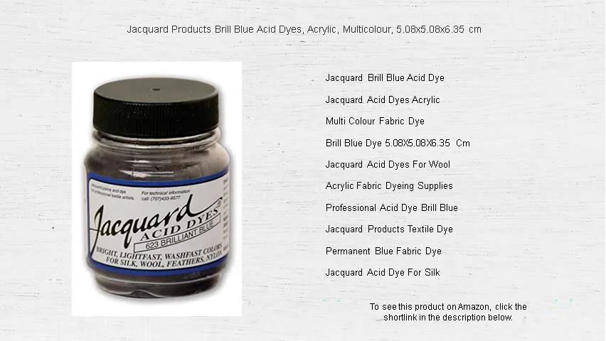 Jacquard Products Brill Blue Acid Dyes, Acrylic, Multicolour, 5.08x5 ...