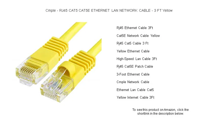 Cmple - RJ45 CAT5 CAT5E ETHERNET LAN NETWORK CABLE - 3 FT Yellow