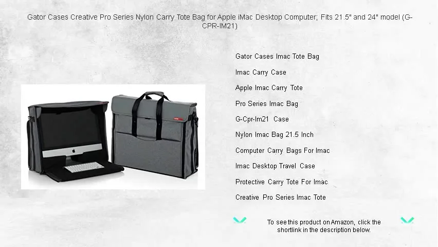 Gator Cases Creative Pro Series Nylon Carry Tote Bag for Apple iMac ...