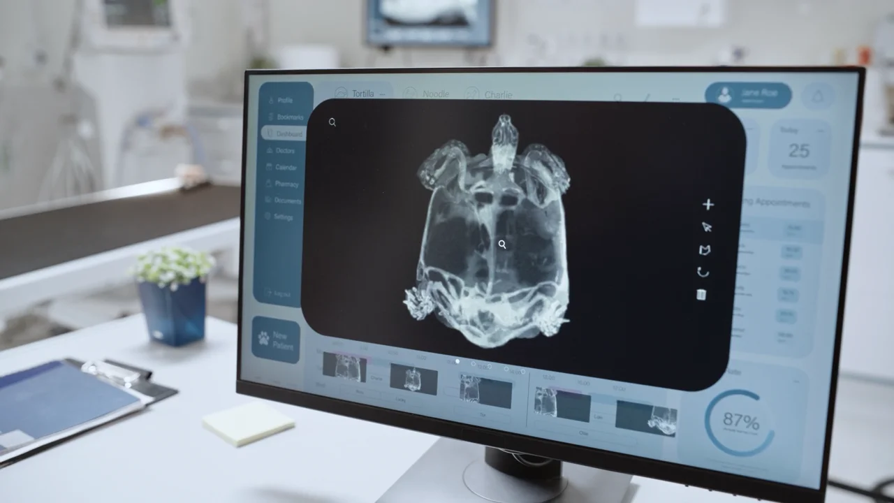 Desktop Computer Screen with Veterinary Clinic Online Medical Database ...