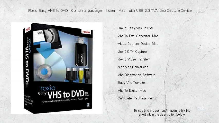 Roxio Easy VHS to DVD - Complete package - 1 user - Mac - with USB 2.0 ...