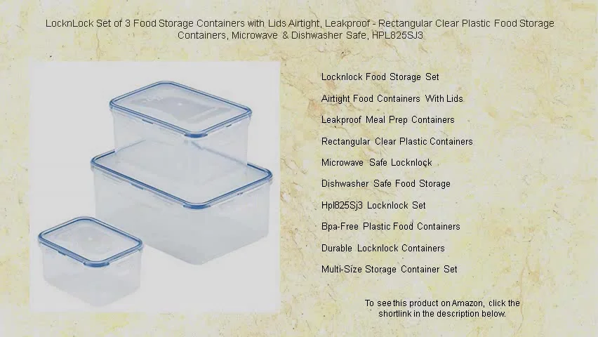 LocknLock Set of 3 Food Storage Containers with Lids Airtight ...