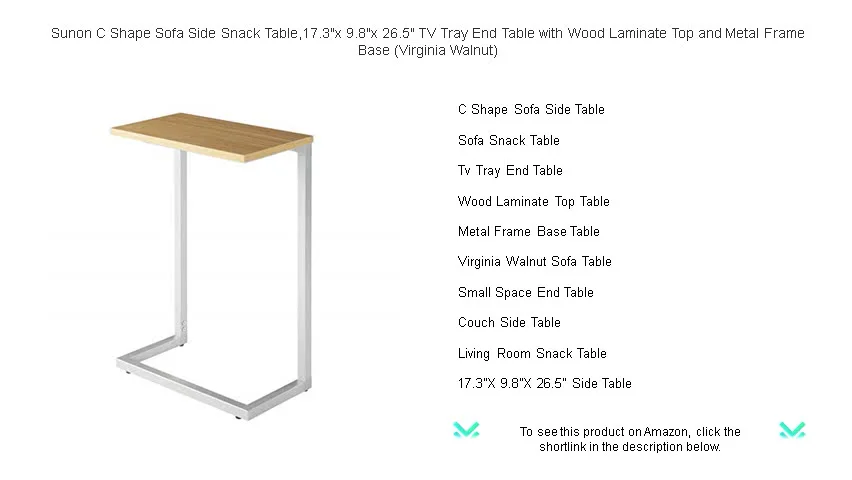 Sunon C Shape Sofa Side Snack Table,17.3"x 9.8"x 26.5" TV Tray End ...
