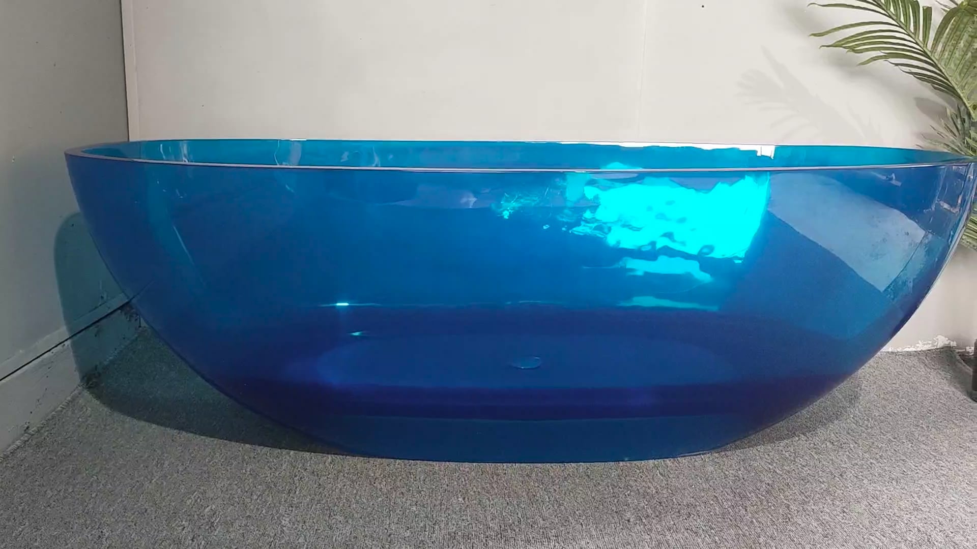 64'' x 29.6'' Freestanding Solid Surface Soaking Bathtub in Translucent ...