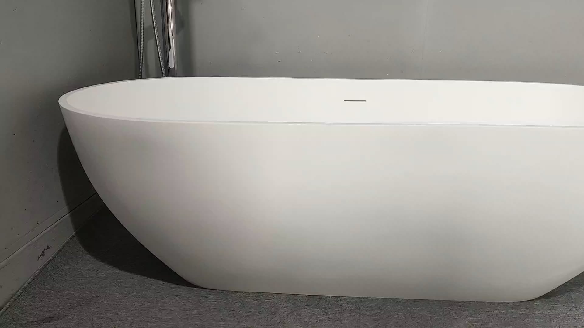 59 inch Artificial Stone Solid Surface Freestanding Bathtub in White ...