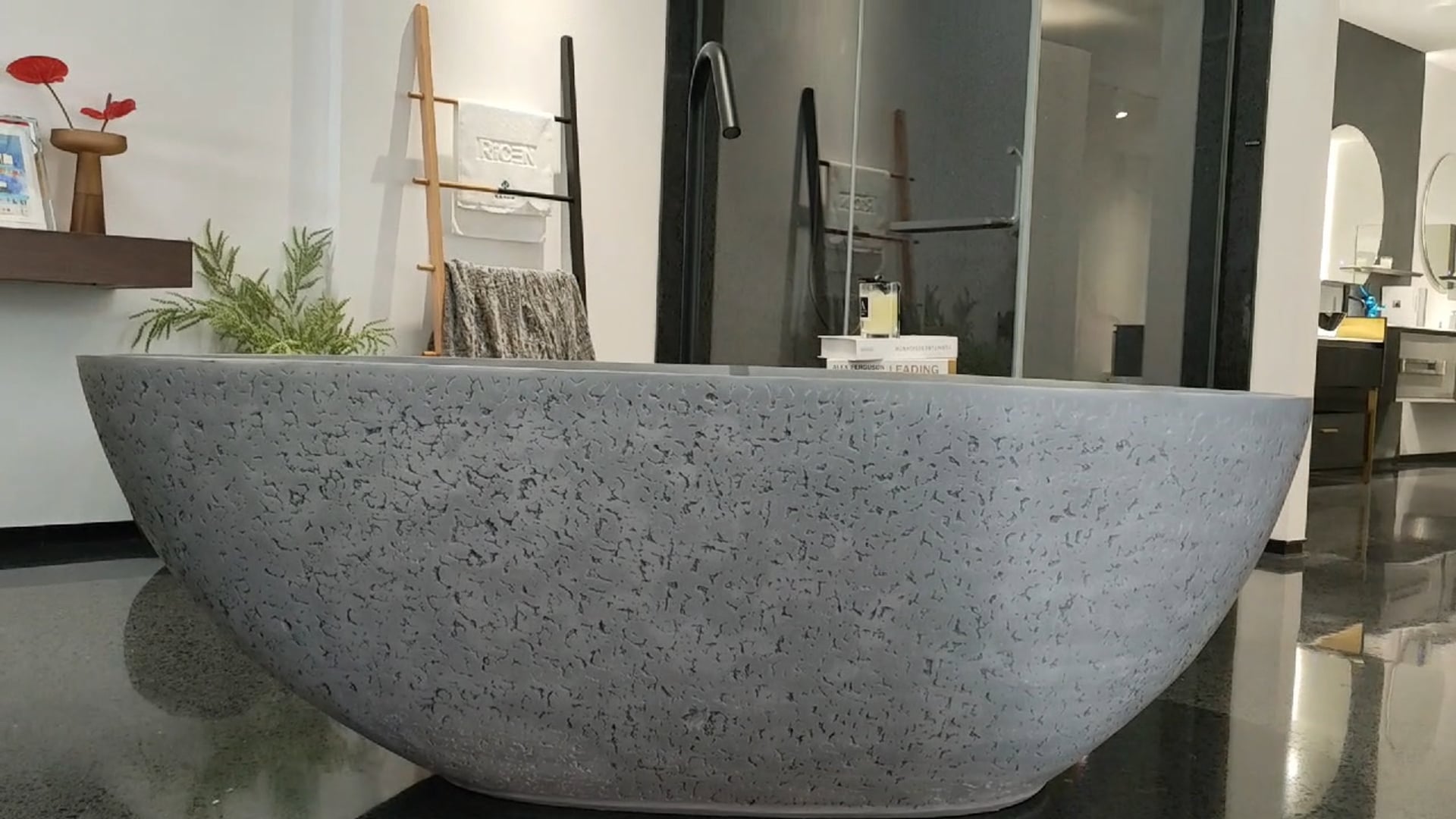 65 inch Freestanding Solid Surface Soaking Bathtub in Cement Grey ...