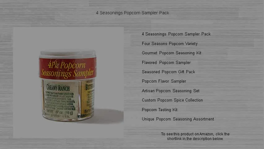 4 Seasonings Popcorn Sampler Pack on Vimeo