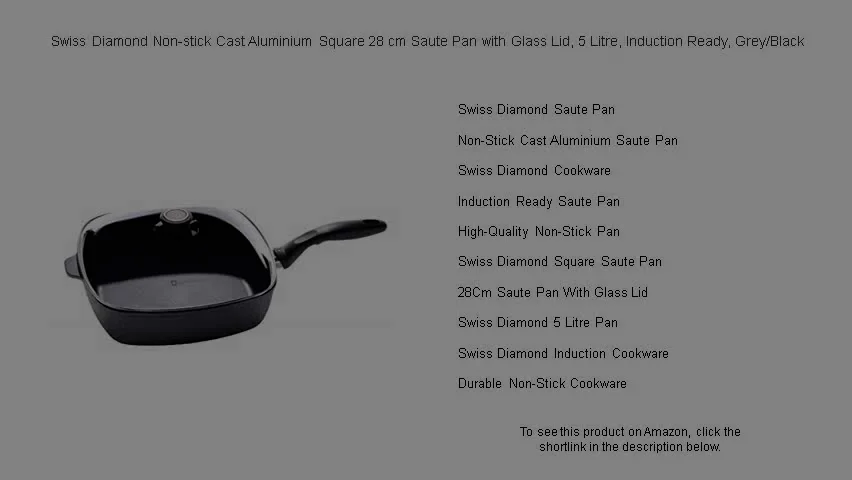 Swiss Diamond Non-stick Cast Aluminium Square 28 cm Saute Pan with ...
