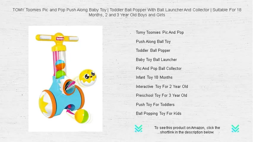 TOMY Toomies Pic and Pop Push Along Baby Toy | Toddler Ball Popper With ...
