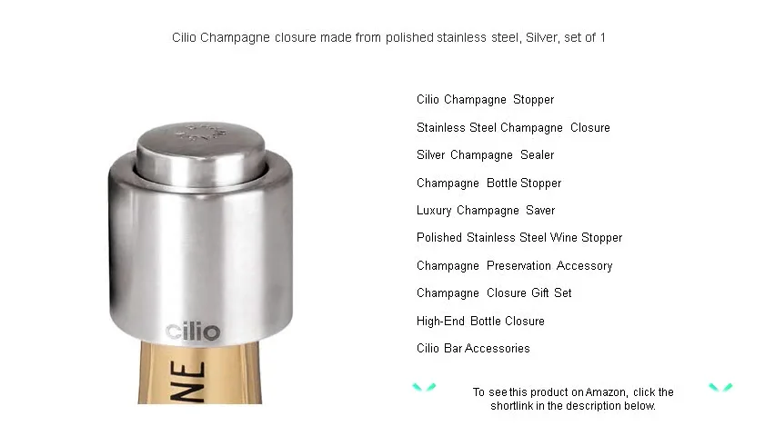 Cilio Champagne closure made from polished stainless steel, Silver, set ...