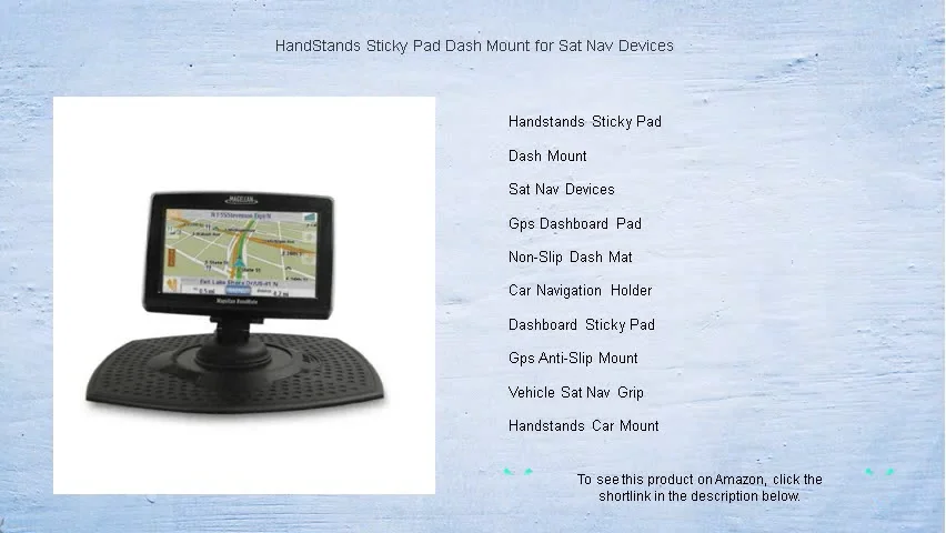 HandStands Sticky Pad Dash Mount for Sat Nav Devices on Vimeo