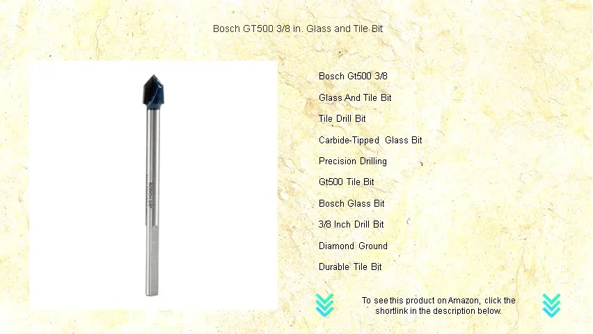 Bosch GT500 3/8 in. Glass and Tile Bit on Vimeo