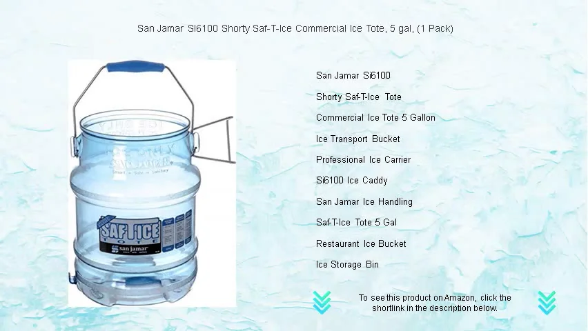 San Jamar SI6100 Shorty Saf-T-Ice Commercial Ice Tote, 5 gal, (1 Pack ...