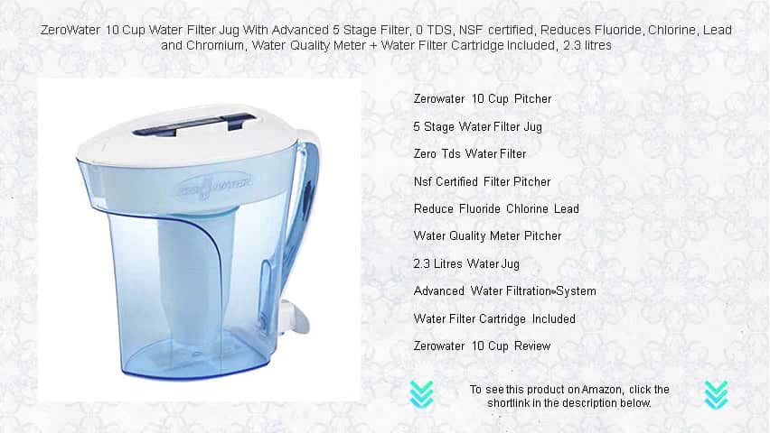 ZeroWater 10 Cup Water Filter Jug With Advanced 5 Stage Filter, 0 TDS ...