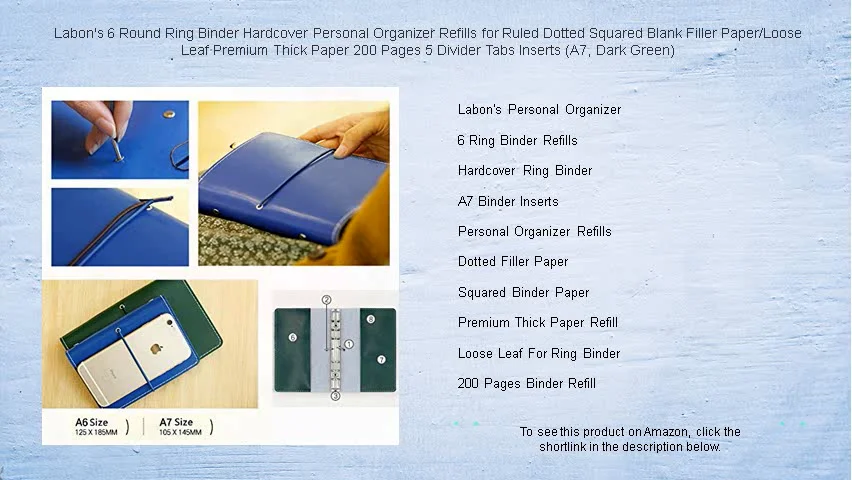 Labon's 6 Round Ring Binder Hardcover Personal Organizer Refills for ...