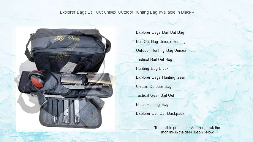 Explorer Bags Bail Out Unisex Outdoor Hunting Bag available in Black ...