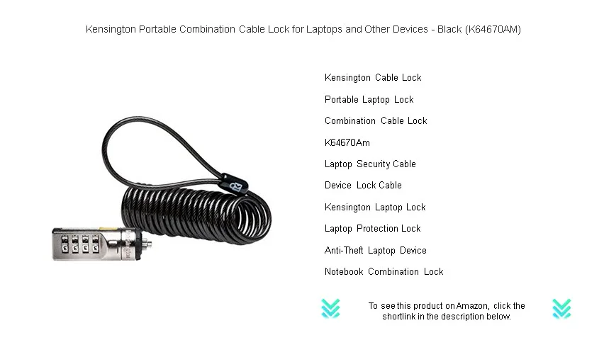 Kensington Portable Combination Cable Lock for Laptops and Other ...