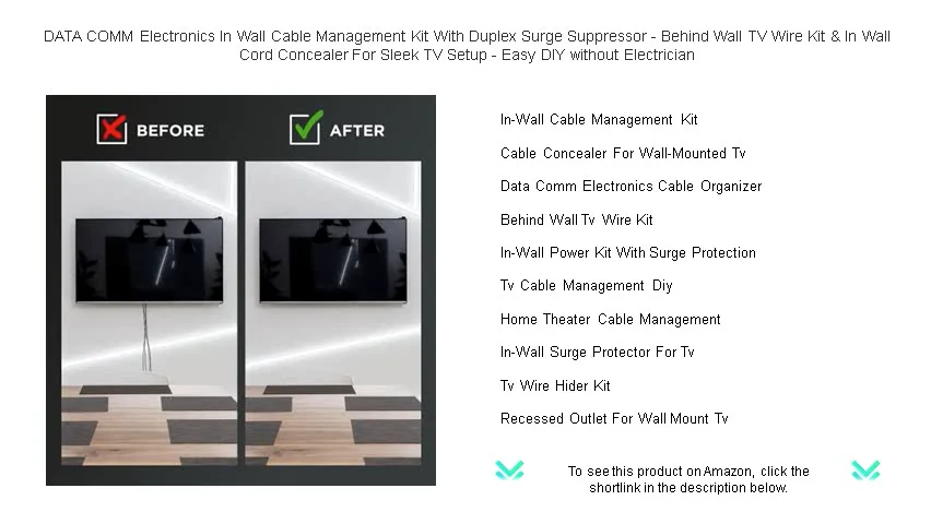 DATA COMM Electronics In Wall Cable Management Kit With Duplex Surge ...