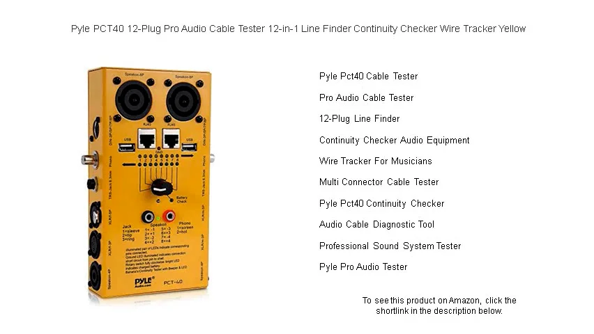 Pyle PCT40 12-Plug Pro Audio Cable Tester 12-in-1 Line Finder ...