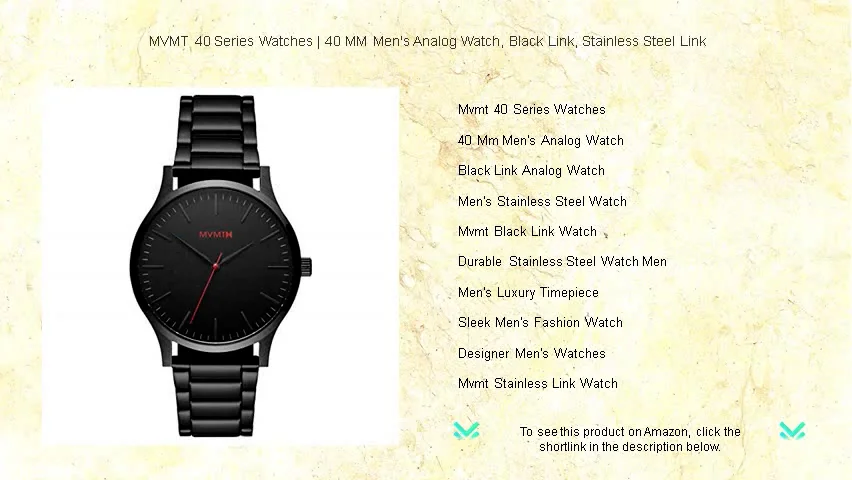 MVMT 40 Series Watches | 40 MM Men's Analog Watch, Black Link ...