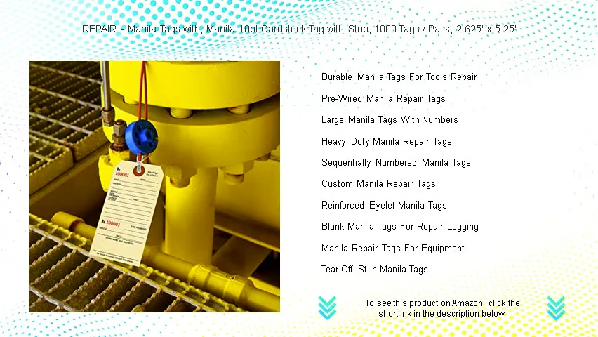 REPAIR - Manila Tags with, Manila 10pt Cardstock Tag with Stub, 1000 ...