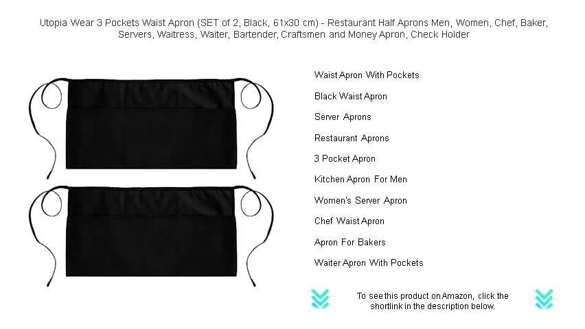 Utopia Wear 3 Pockets Waist Apron (SET of 2, Black, 61x30 cm ...