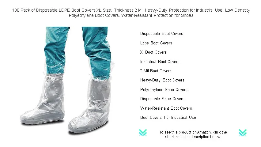 100 Pack of Disposable LDPE Boot Covers XL Size. Thickness 2 Mil Heavy ...